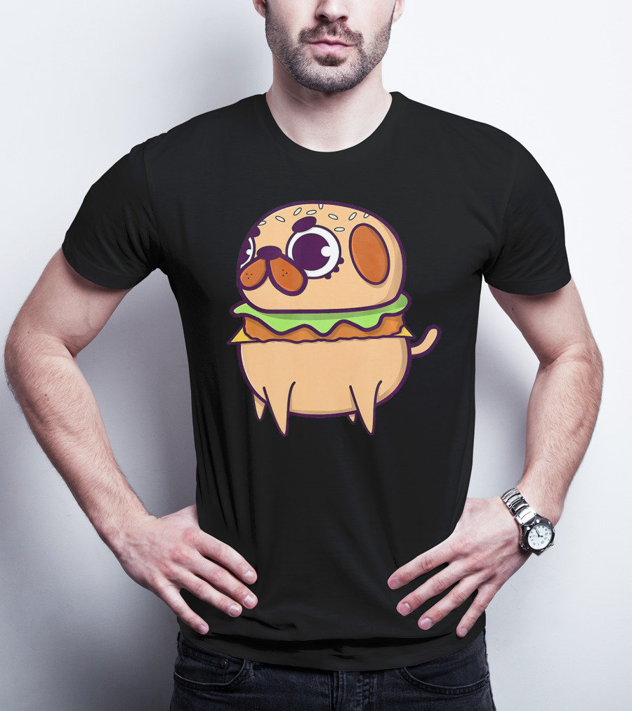 Cute Pug Hamburger Funny Pug Burger Love T-Shirt