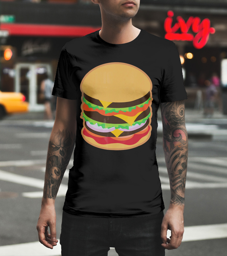 Funny Hamburger Barbecue BBQ Griller Double Cheeseburger T-Shirt