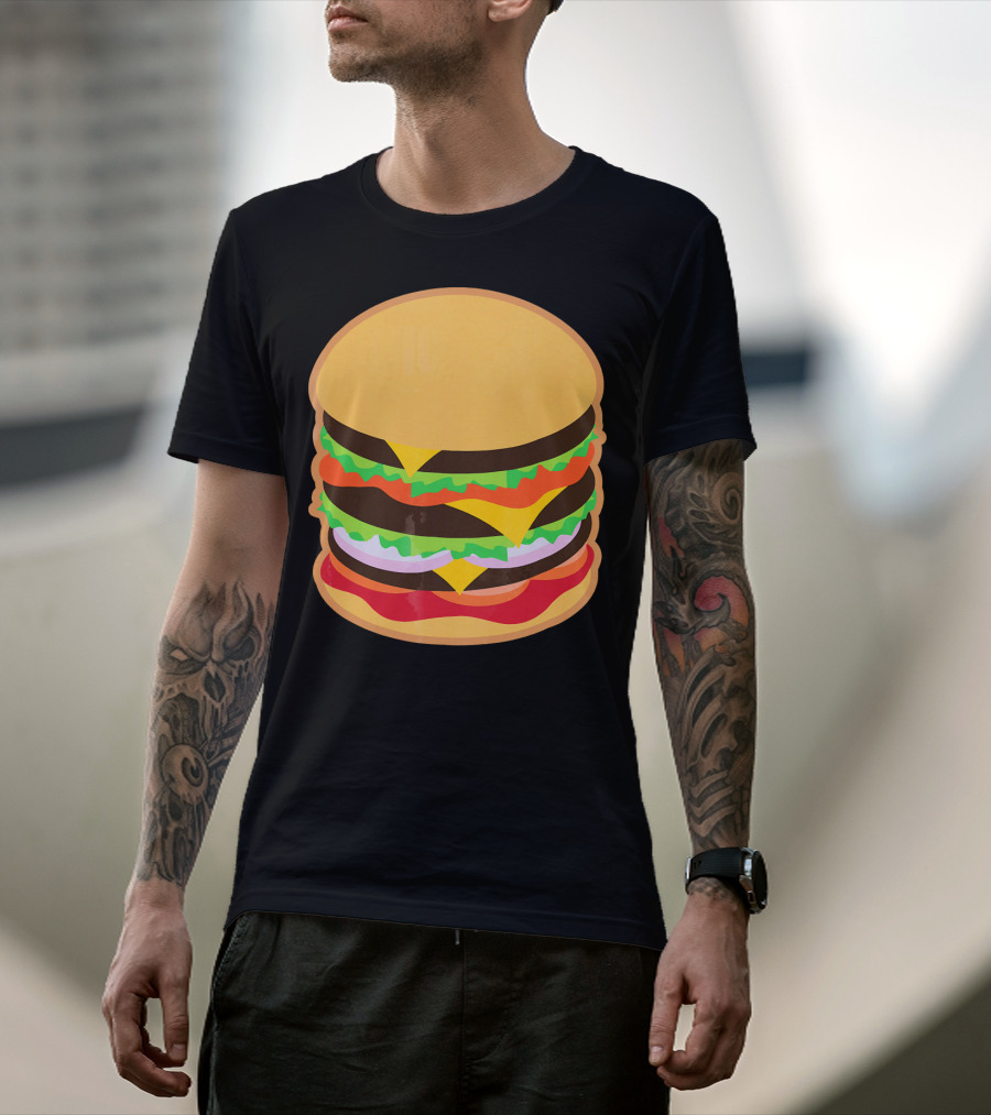 Funny Hamburger Barbecue BBQ Griller Double Cheeseburger T-Shirt