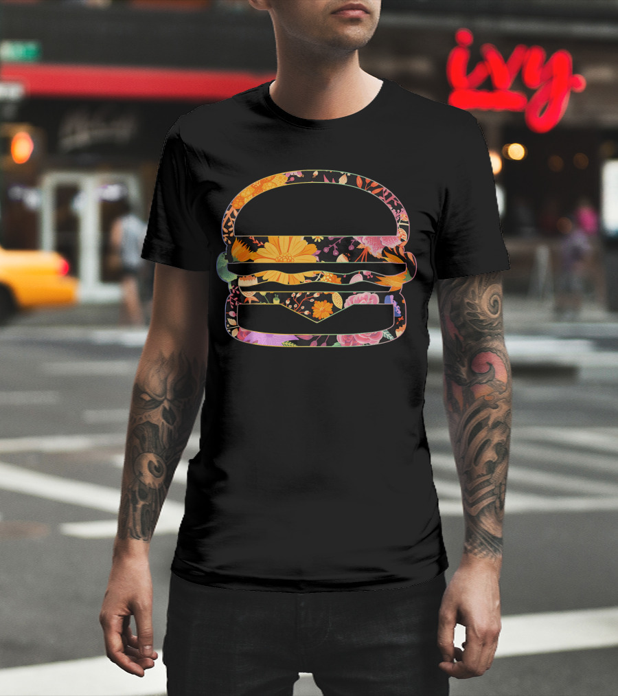 Floral Flower Vintage Retro Hamburger T-Shirt