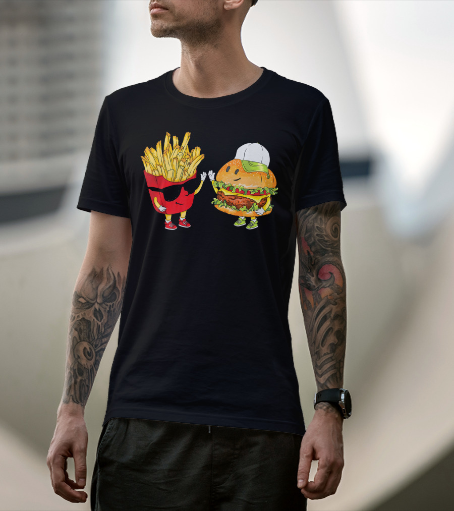 Hamburger Fries High Five Cool Fun Combo T-Shirt