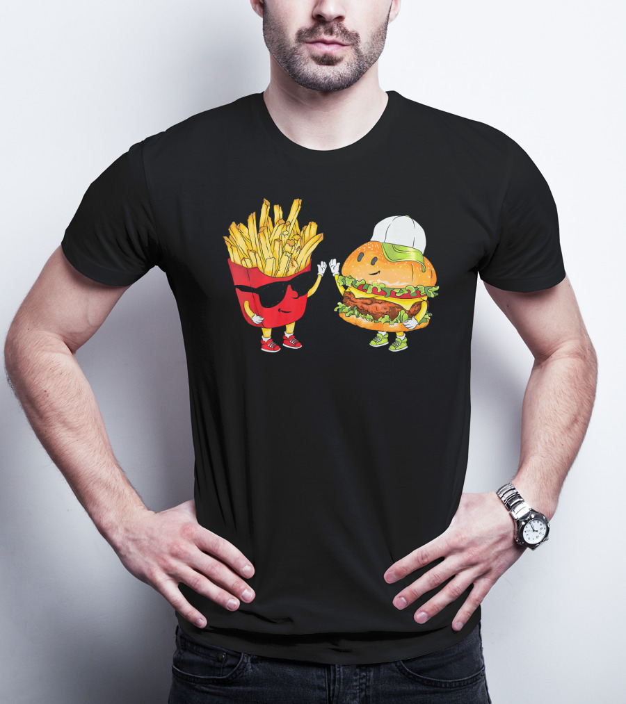 Hamburger Fries High Five Cool Fun Combo T-Shirt