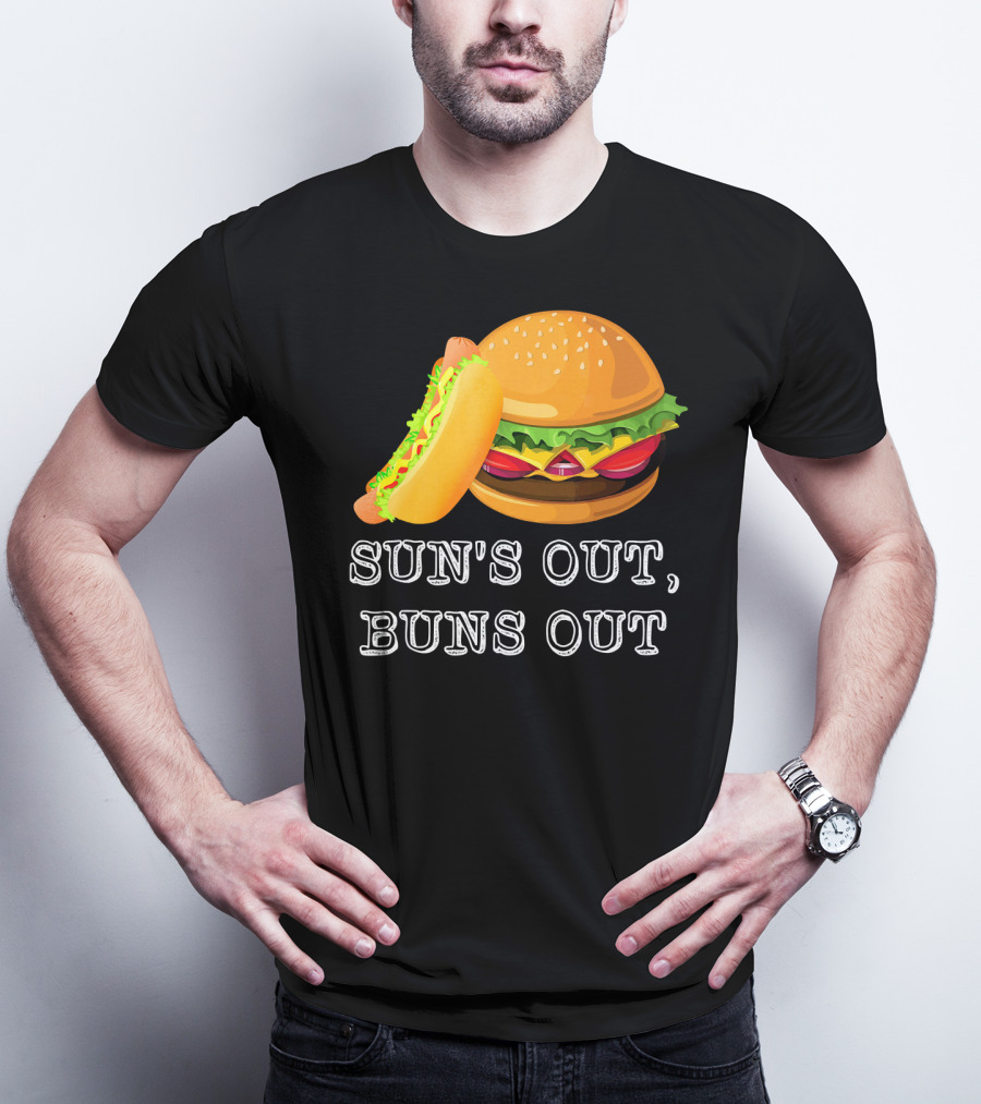 Sun's Out Buns Out Hot Dog And Hamburger Fun Food T-Shirt