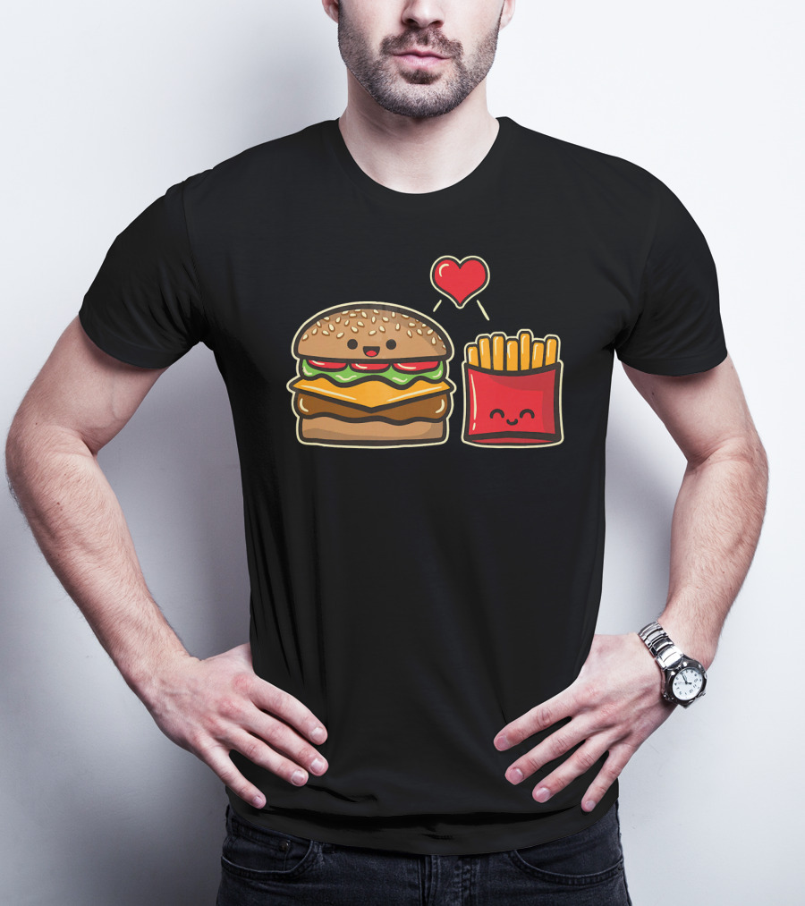 Burger And Fries Love Food T-Shirt