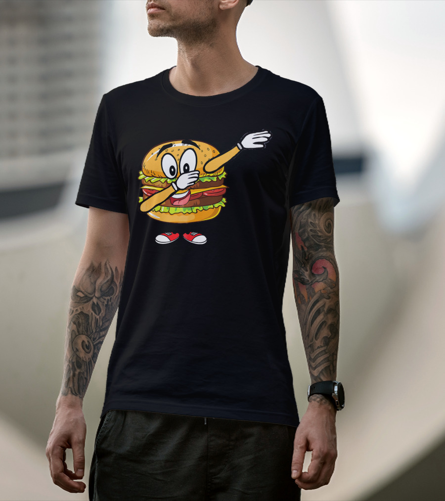Dabbing Cheeseburger Funny Hamburger Comic Pose T-Shirt