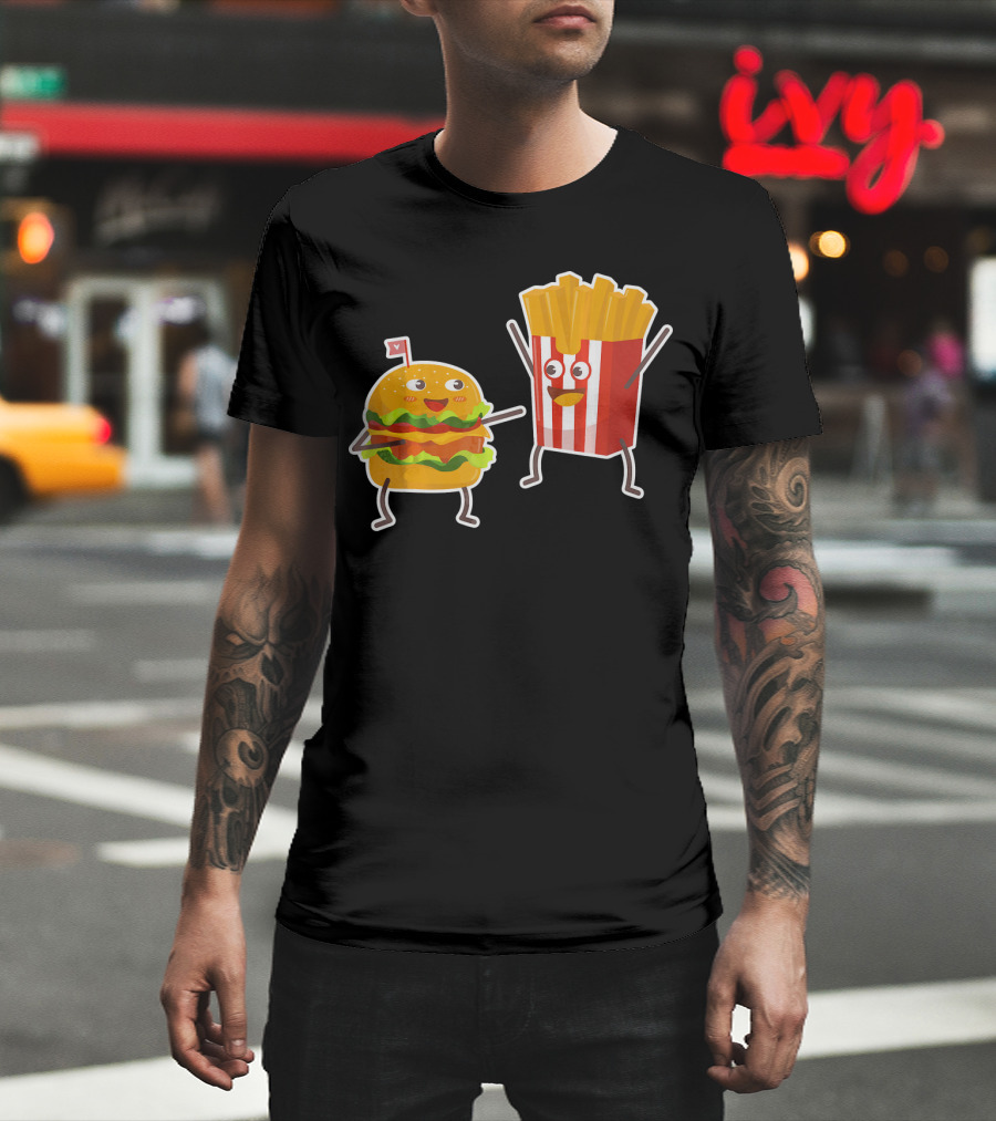 Hamburger And French Fries Happy Dance Duo T-Shirt