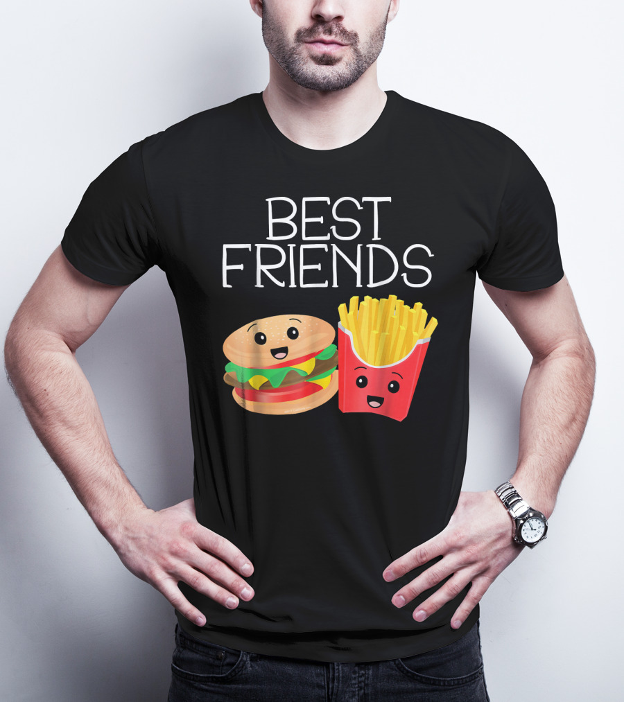 Best Friends Burger And French Fries Happy Faces T-Shirt
