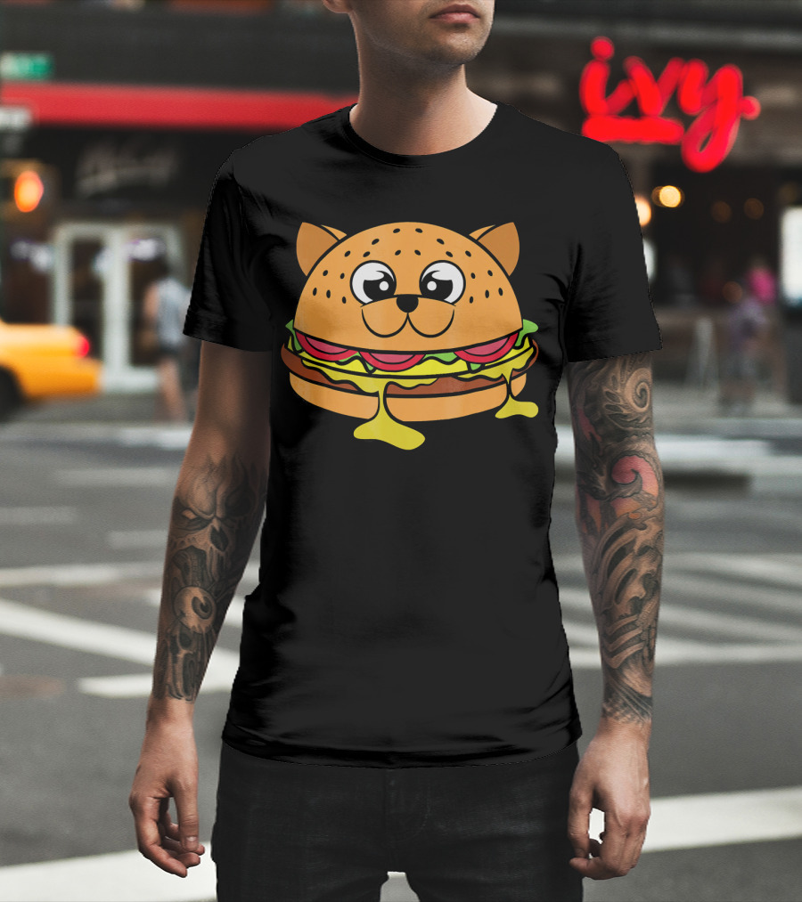 Funny Cheeseburger Cat Kitten Fastfood Burger T-Shirt