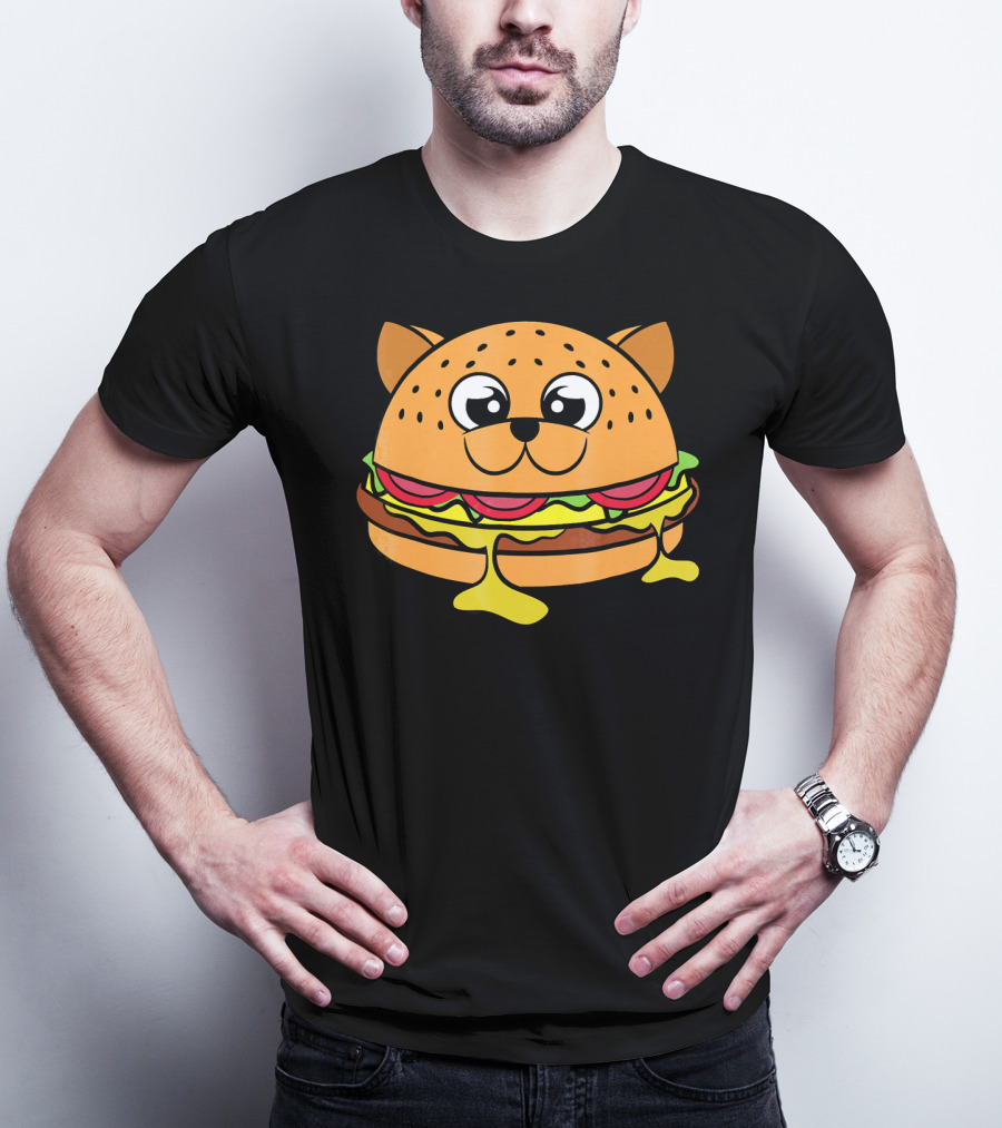 Funny Cheeseburger Cat Kitten Fastfood Burger T-Shirt
