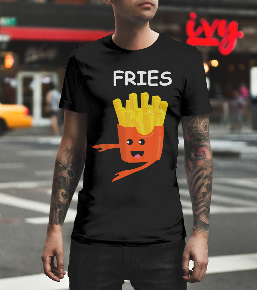 Funny Burger FRIES Matching Couples Vale Playful Cartoon T-Shirt