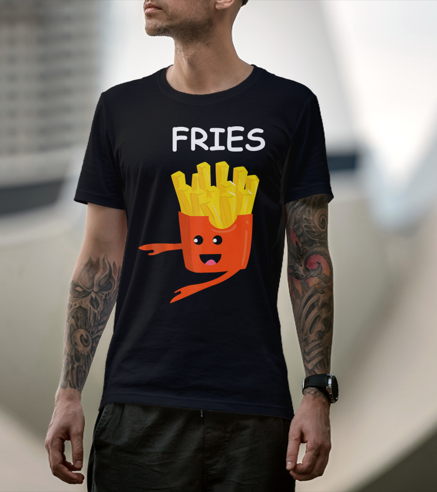 Funny Burger FRIES Matching Couples Vale Playful Cartoon T-Shirt