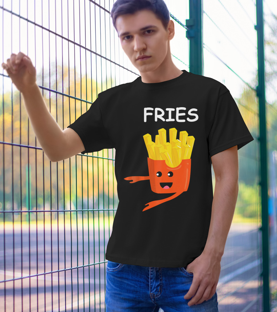 Funny Burger FRIES Matching Couples Vale Playful Cartoon T-Shirt