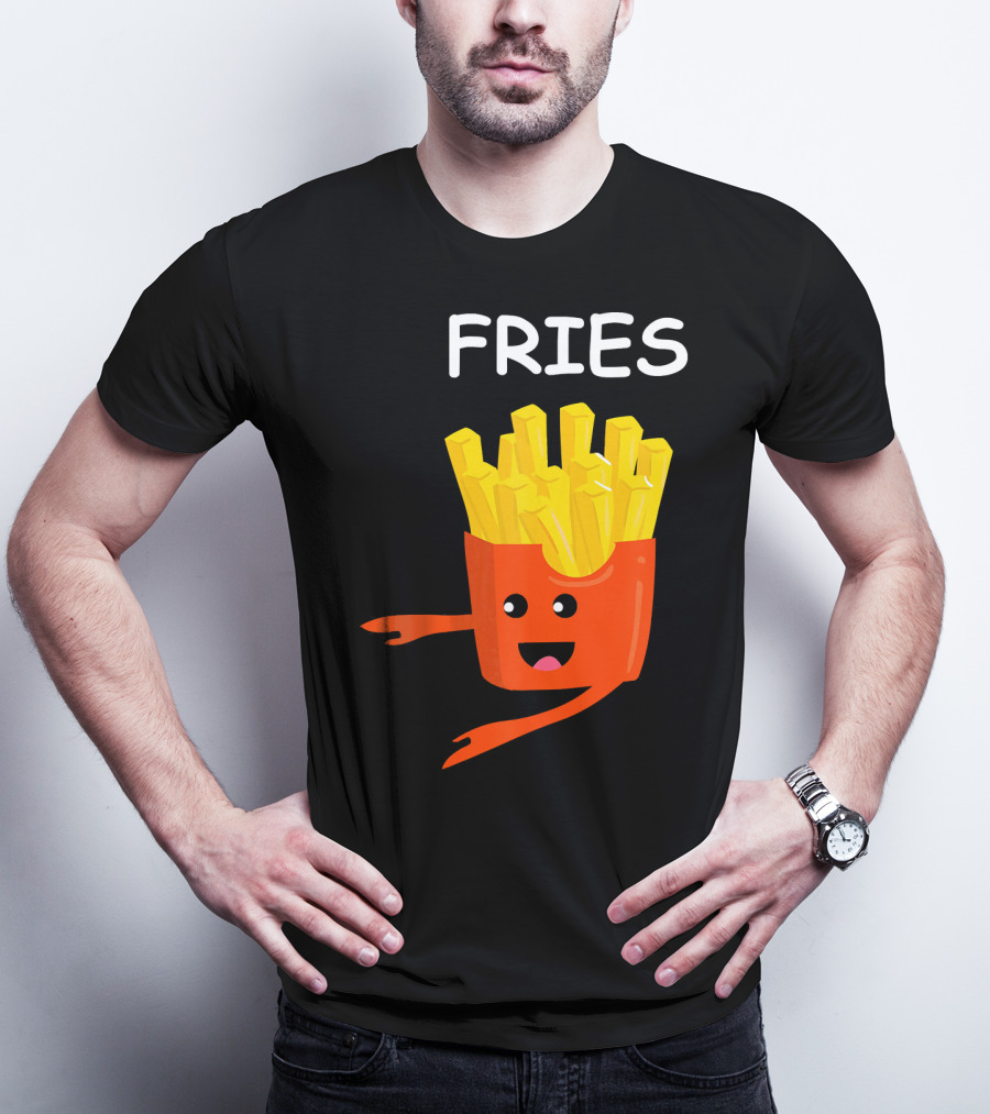 Funny Burger FRIES Matching Couples Vale Playful Cartoon T-Shirt