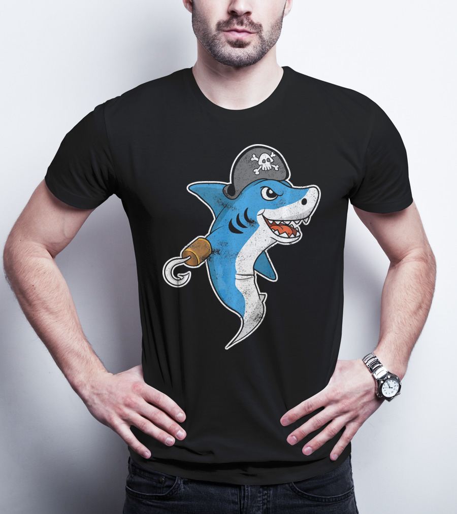 Pirate Shark With Hook And Pirate Hat T-Shirt