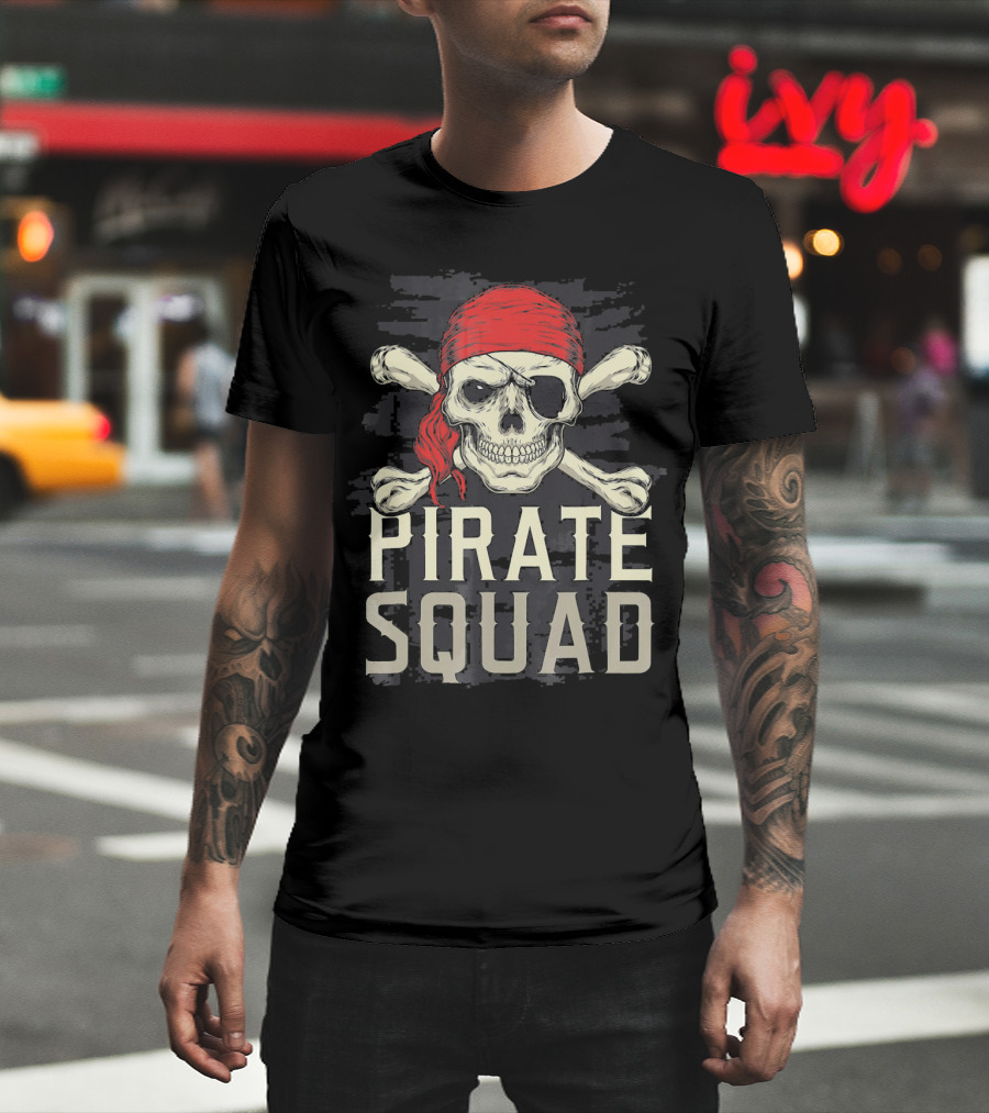 Pirate Squad Skull Crossbones Bandana T-Shirt