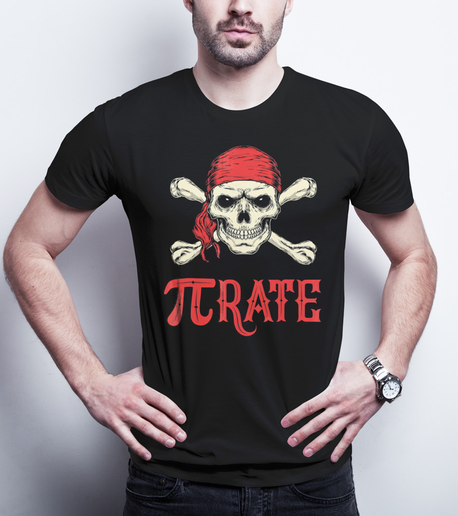 Pi Pirate Skull And Crossbones Captain T-Shirt
