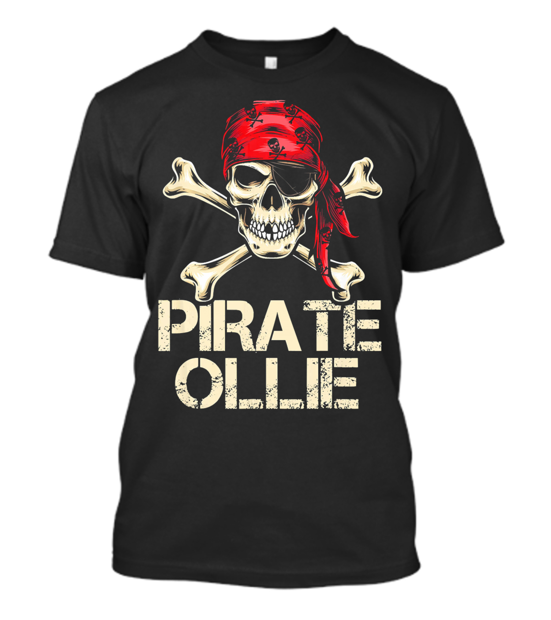 PIRATE OLLIE Skull Crossbones Red Bandana T-Shirt