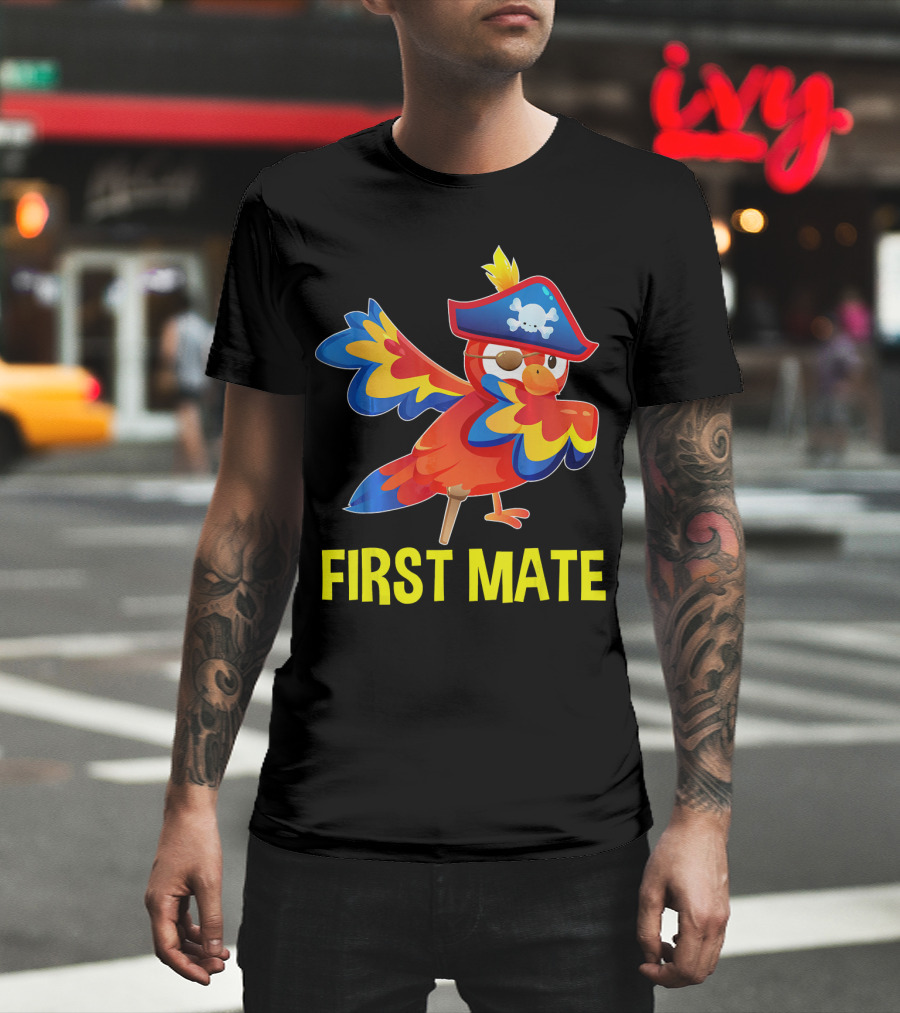 First Mate Parrot With Pirate Hat And Patch T-Shirt