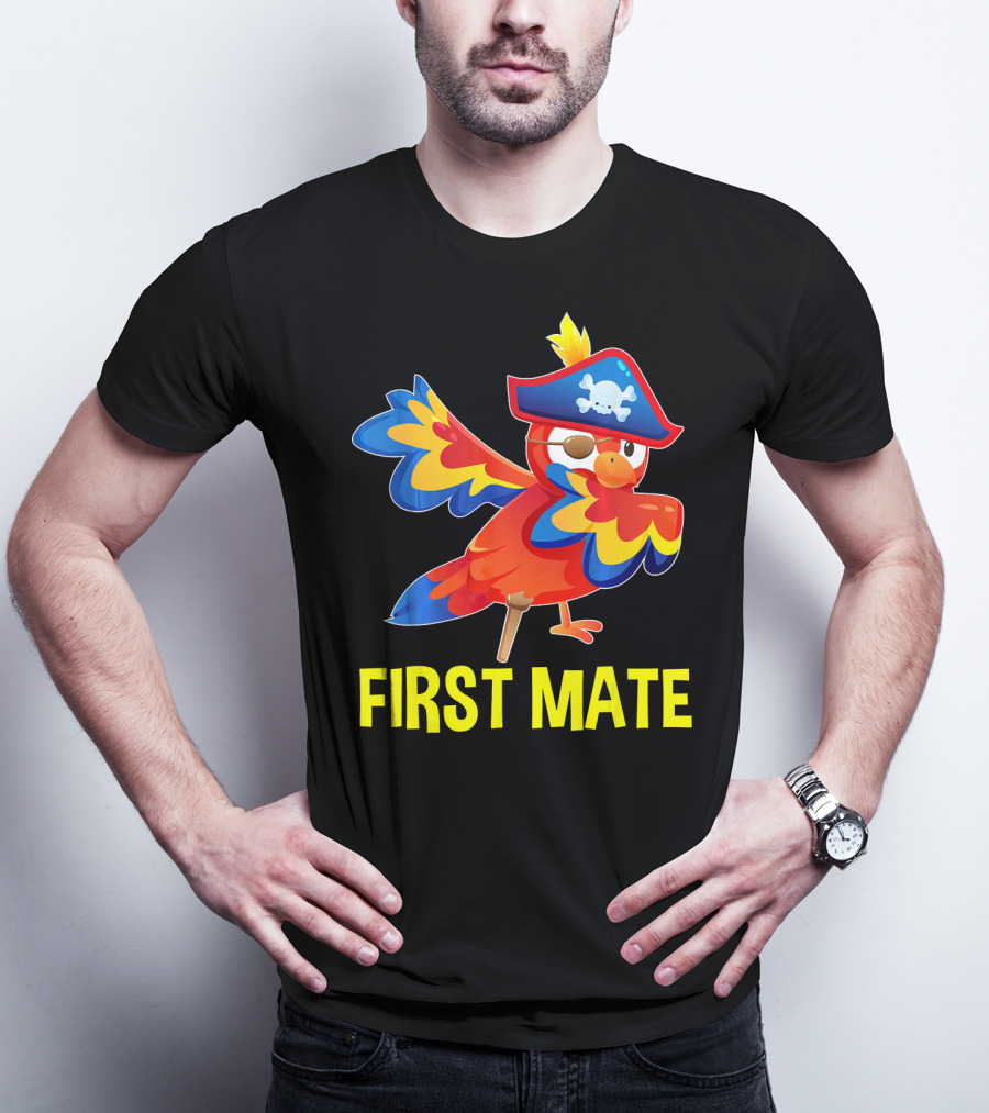 First Mate Parrot With Pirate Hat And Patch T-Shirt