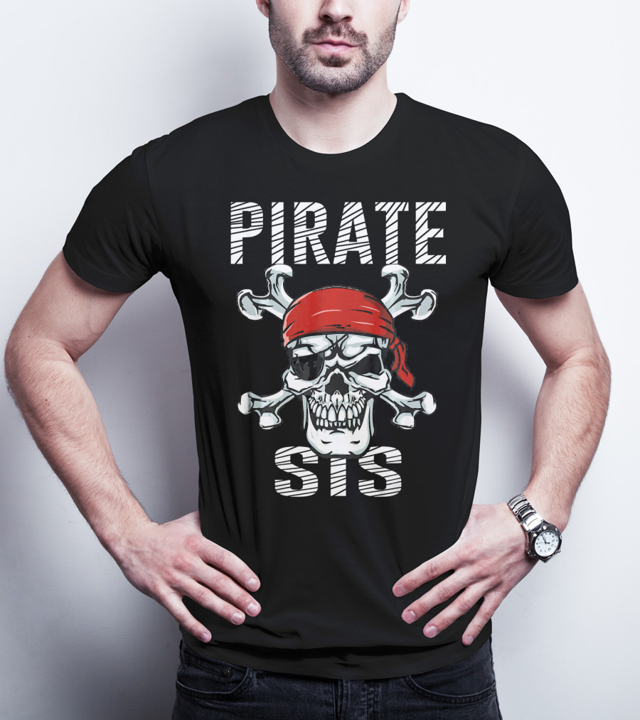 PIRATE SIS Skull Crossbones Red Bandana T-Shirt