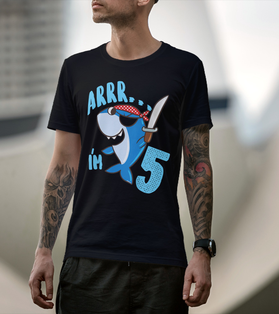 ARRR I'm 5 Boys Shark Pirate Birthday Idea T-Shirt