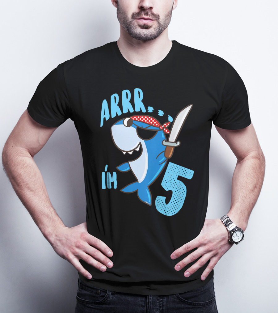 ARRR I'm 5 Boys Shark Pirate Birthday Idea T-Shirt