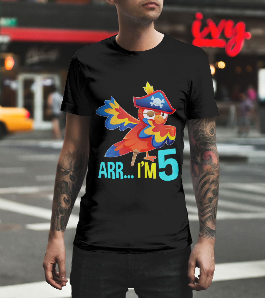 Arr I'm 5 Dabbing Parrot Pirate Kids T-Shirt