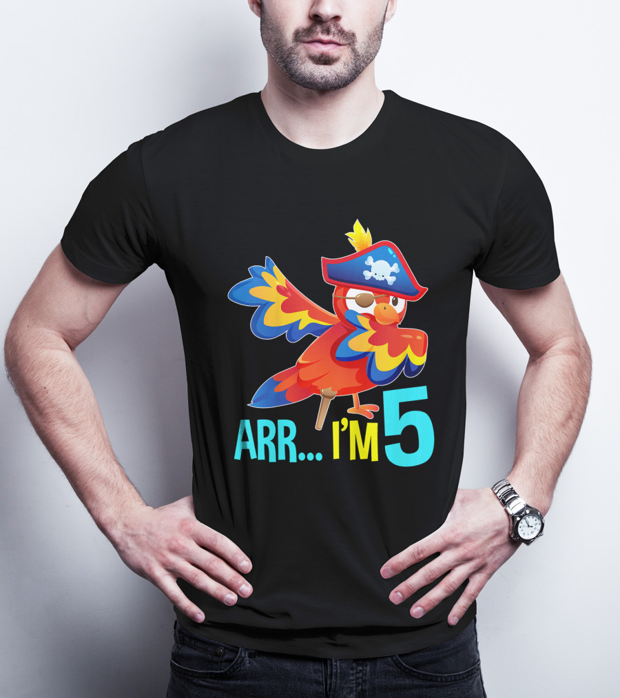 Arr I'm 5 Dabbing Parrot Pirate Kids T-Shirt