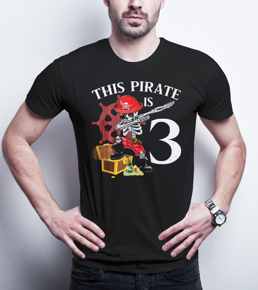 This Pirate Is 3 Funny Dabbing Pirate Birthday T-Shirt
