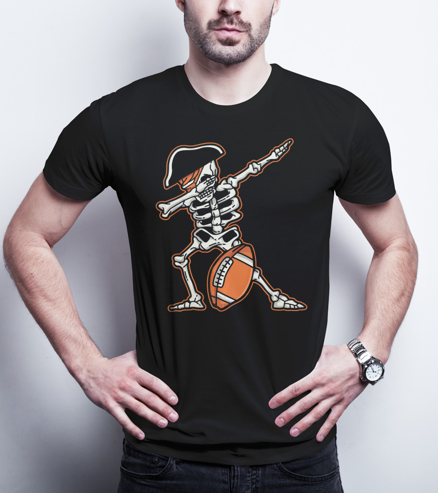 Dabbing Skeleton Pirate With Football Cool T-Shirt