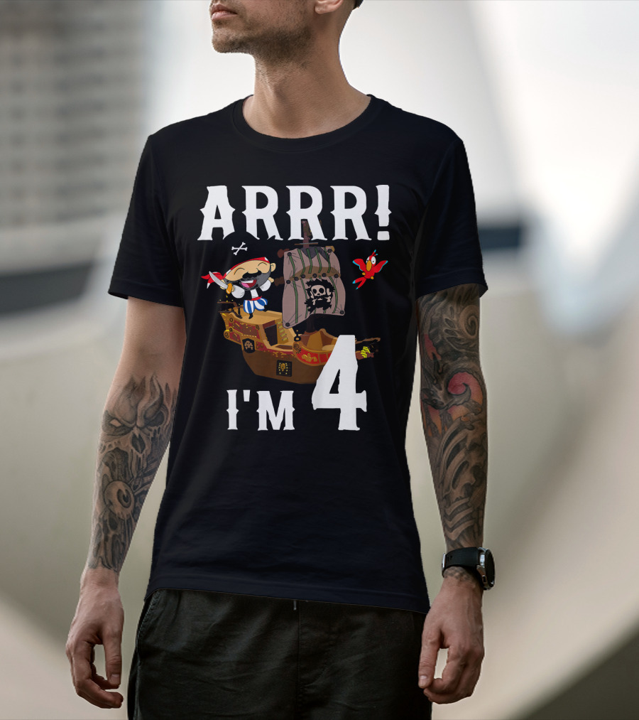 ARRR I'm 4 Pirate Birthday Kids T-Shirt
