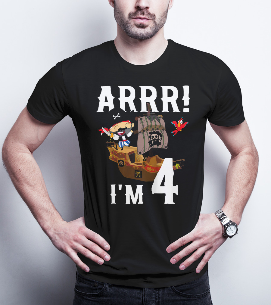 ARRR I'm 4 Pirate Birthday Kids T-Shirt