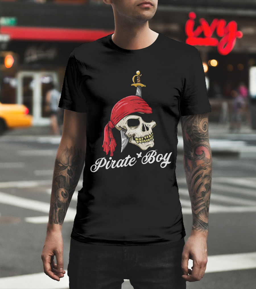 Pirate Boy Funny Jolly Roger Skull And Crossbone T-Shirt