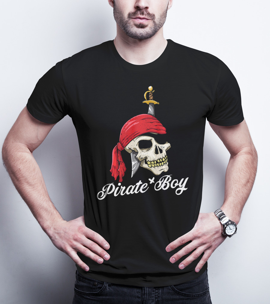 Pirate Boy Funny Jolly Roger Skull And Crossbone T-Shirt