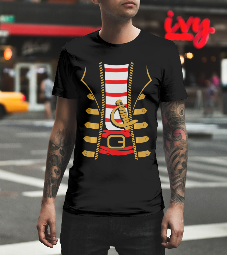 Pirate Halloween Costume Sword Striped T-Shirt