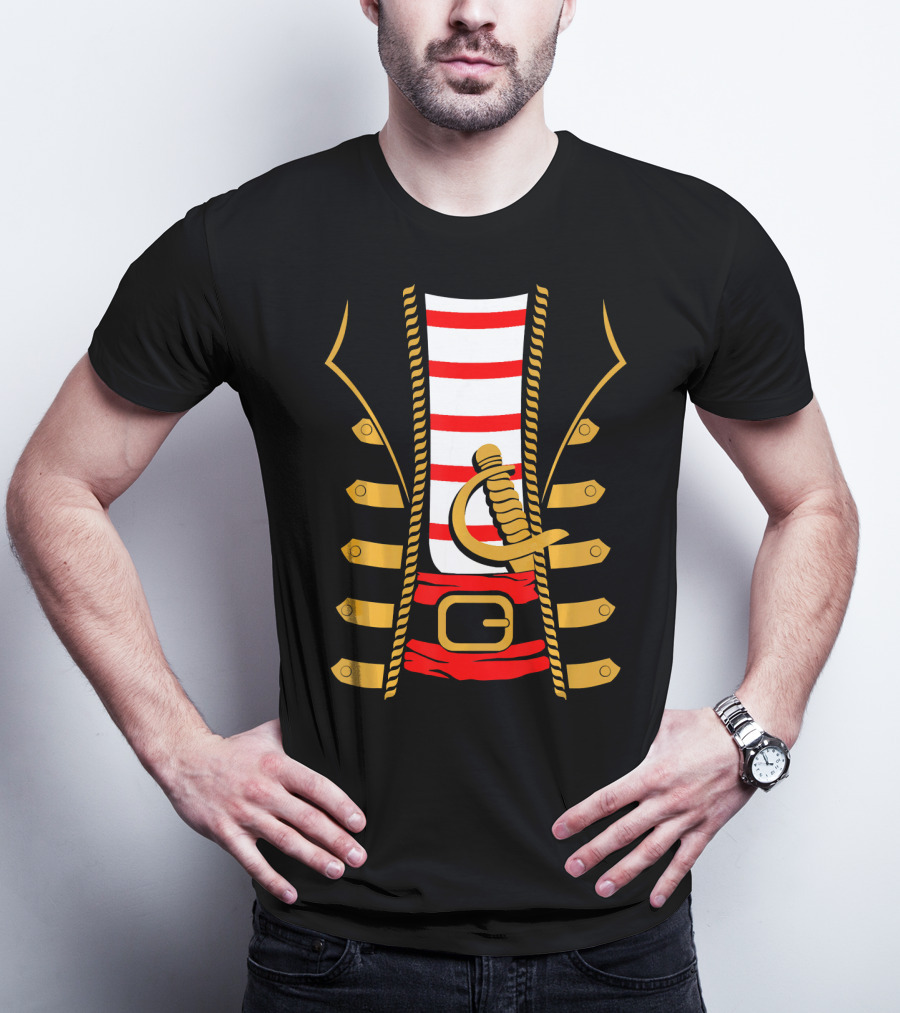 Pirate Halloween Costume Sword Striped T-Shirt