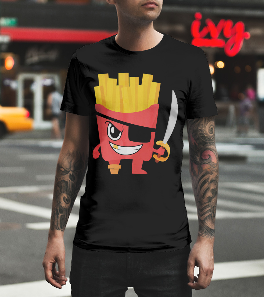 Pirate French Fry Box With Eyepatch And Sword T-Shirt