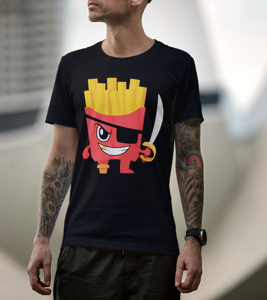 Pirate French Fry Box With Eyepatch And Sword T-Shirt