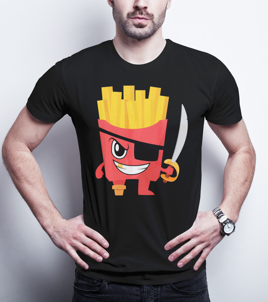 Pirate French Fry Box With Eyepatch And Sword T-Shirt