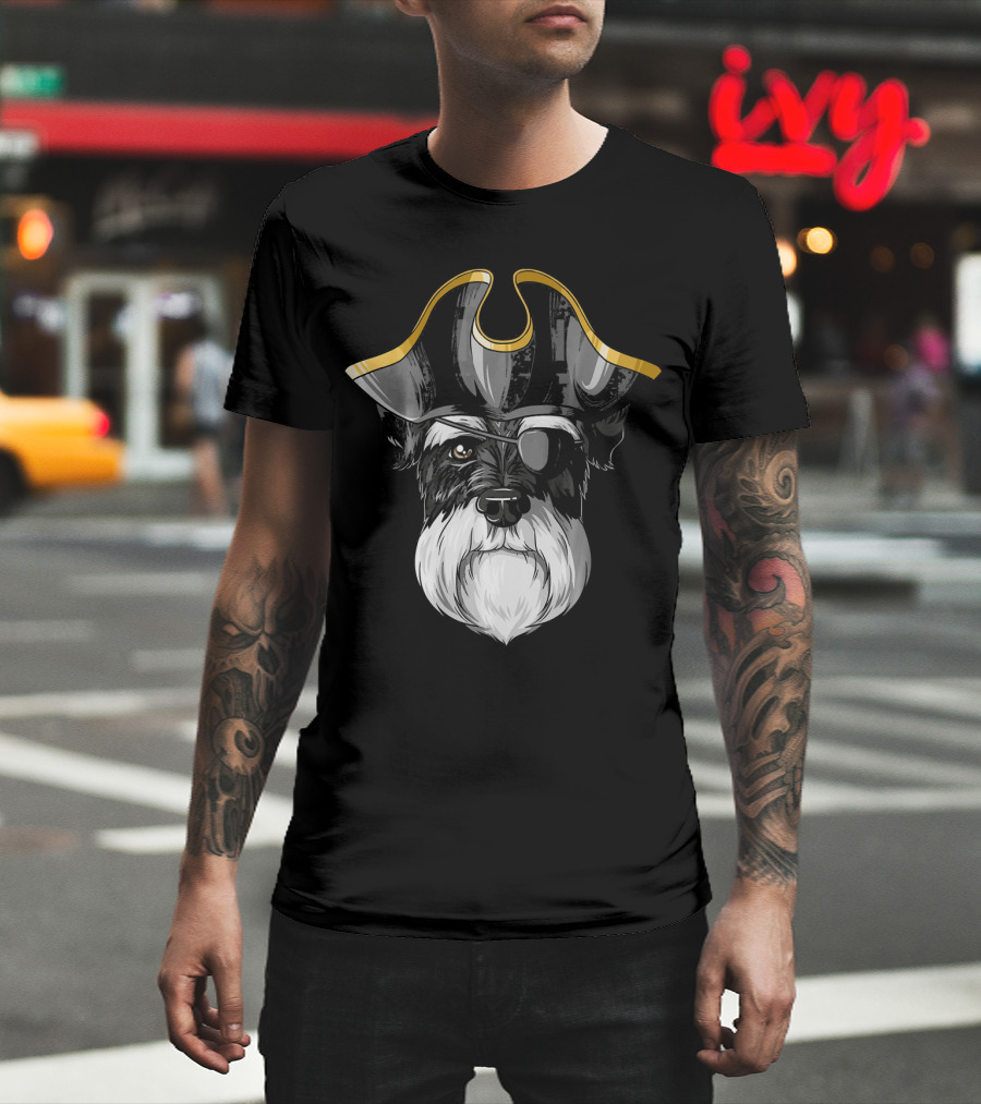 Pirate Schnauzer With Eyepatch And Pirate Hat T-Shirt