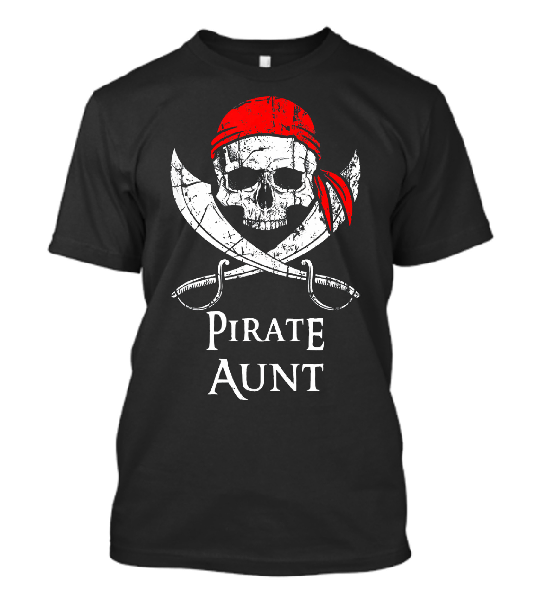 Pirate Aunt Skull With Red Bandana And Crossed Swords T-Shirt