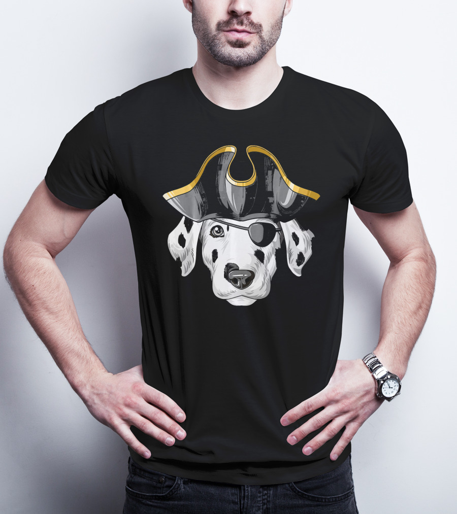 Pirate Dalmatian Eyepatch Tricorn Hat Dalmatian T-Shirt