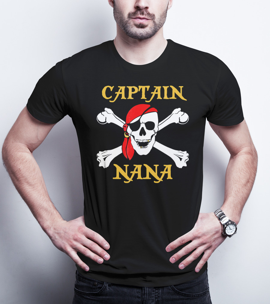 Captain Nana Pirate Skull With Red Bandana T-Shirt