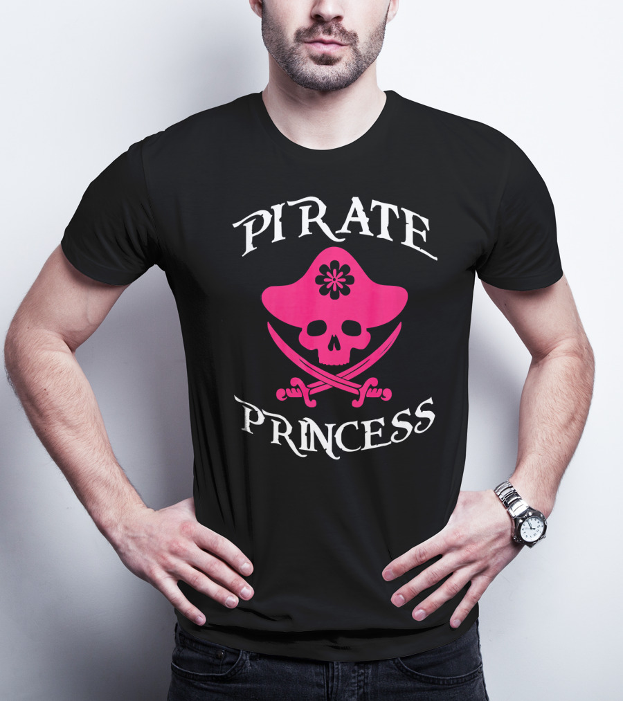 Pirate Princess Pink Skull And Crossed Swords T-Shirt