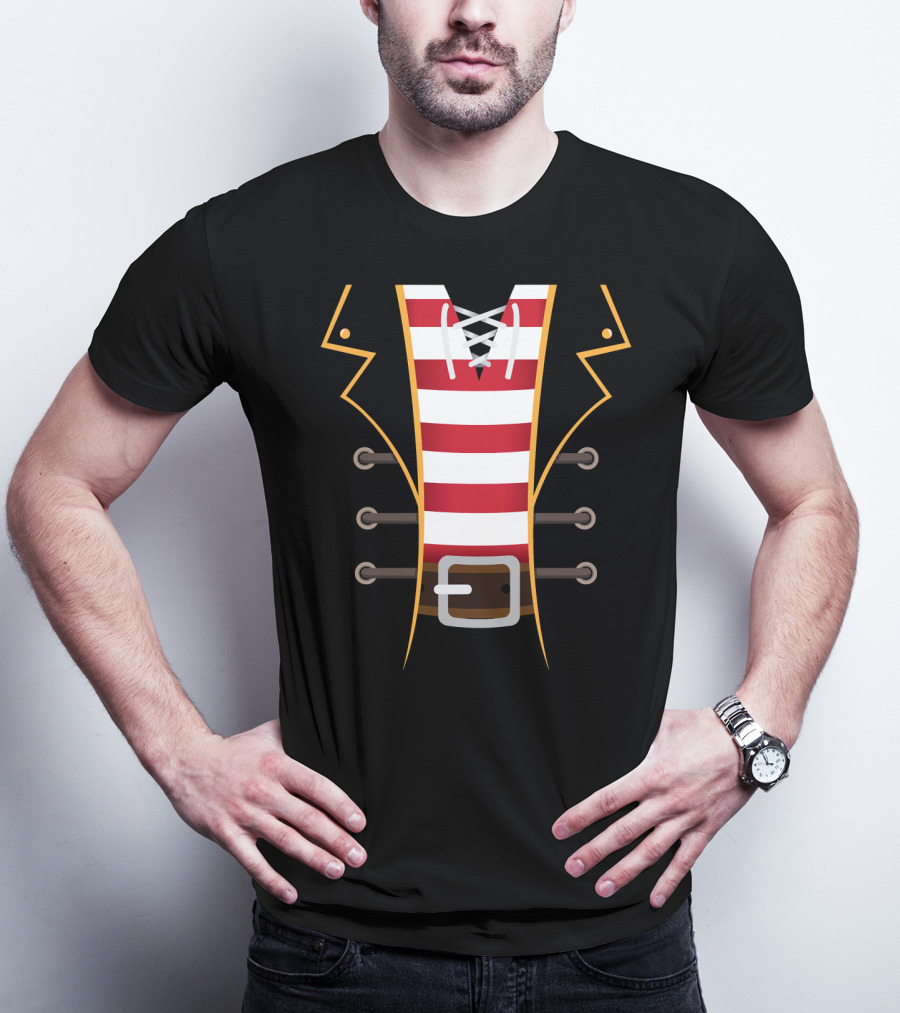 Pirate Buccaneer Novelty Diy Costume Striped Shirt Belt T-Shirt