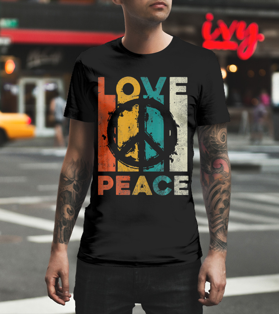 Love Peace Retro 60s 70s Vibe With Tie Dye Peace Sign T-Shirt