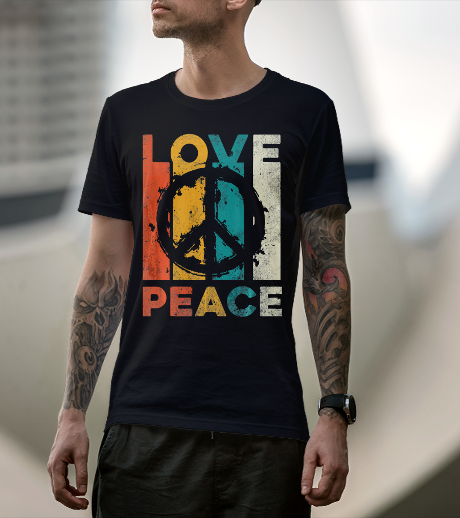 Love Peace Retro 60s 70s Vibe With Tie Dye Peace Sign T-Shirt