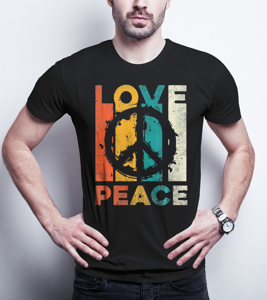 Love Peace Retro 60s 70s Vibe With Tie Dye Peace Sign T-Shirt