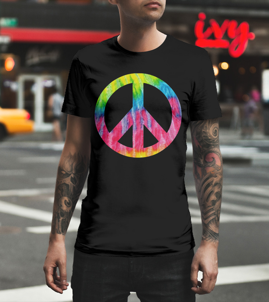 Tie Dye Peace Sign Hippie 60s 70s Halloween Costume T-Shirt