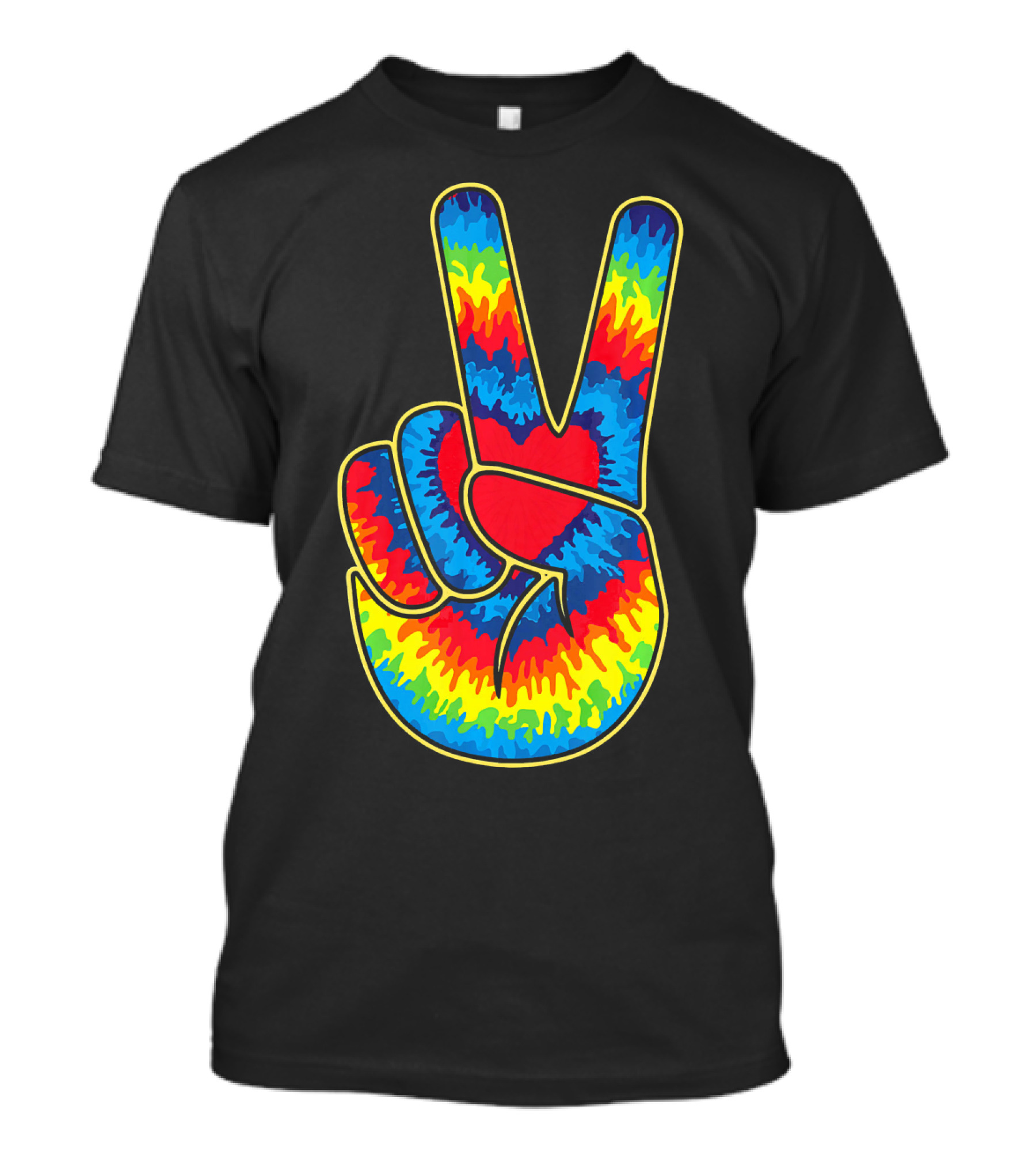 Colorful Tie Dye Peace Sign Hand T-Shirt